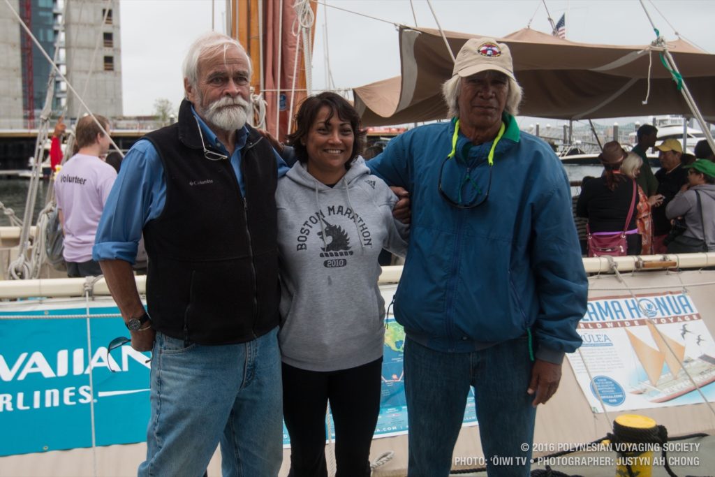 Hōkūleʻa — Sam Low and Uncle Snake Ah Hee pose for a picture. - Hōkūleʻa